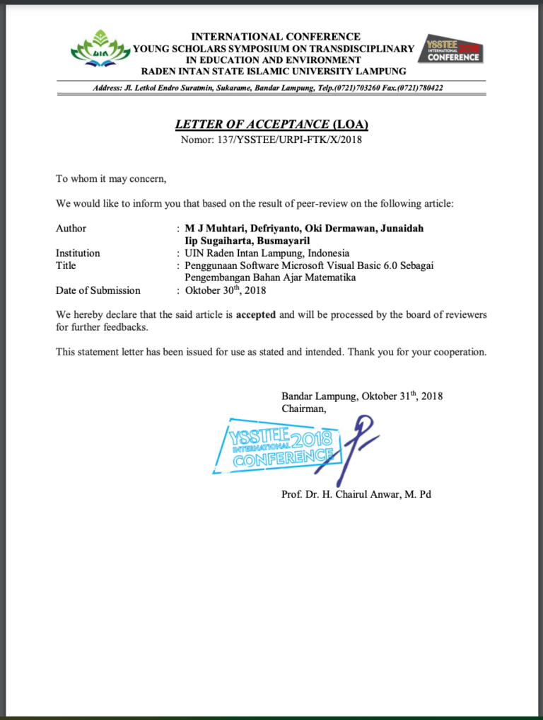 LoA Jurnal: Pengertian, Contoh & Cara Mendapatkannya Gratis